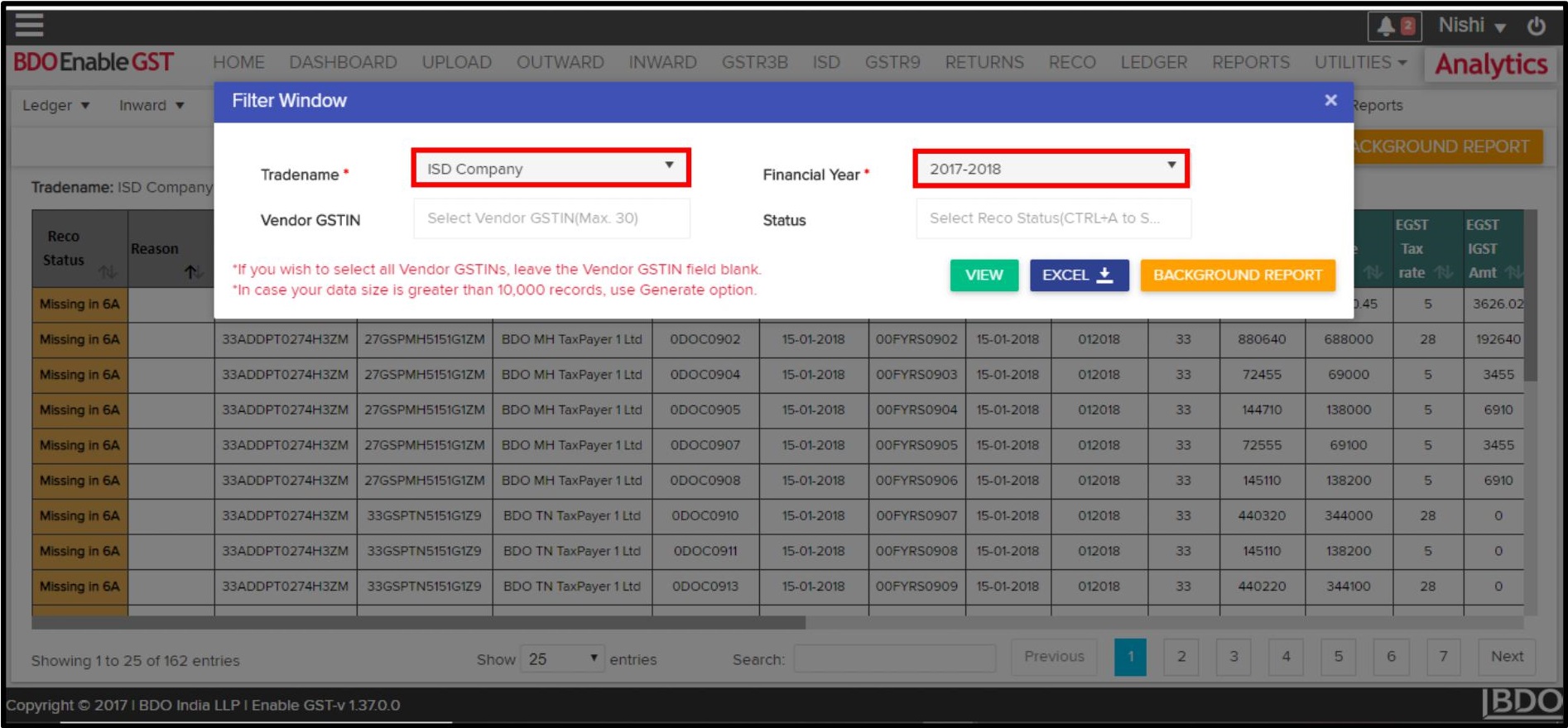 ISD Invoice Reco Report Process