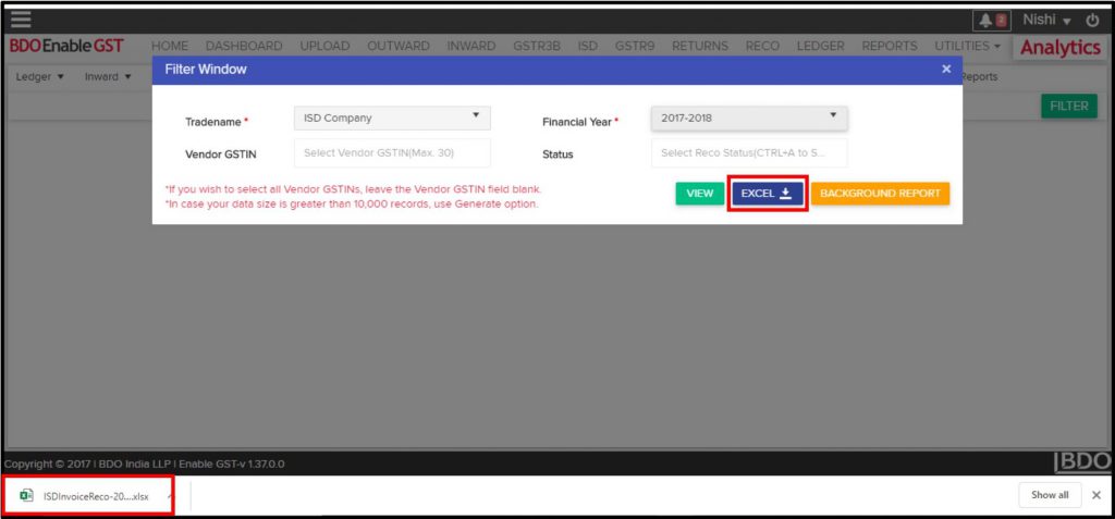 ISD Invoice Reco Report Process