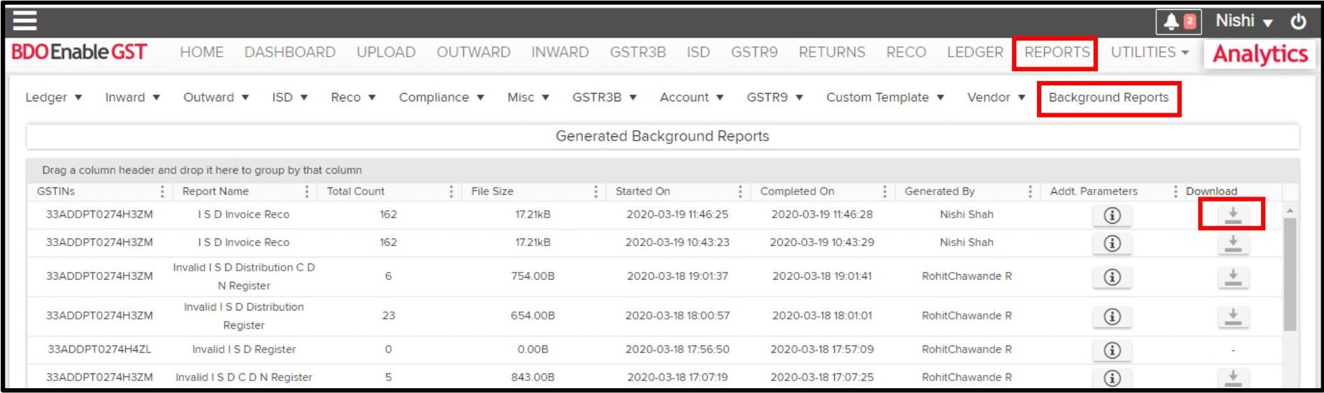 ISD Invoice Reco Report Process